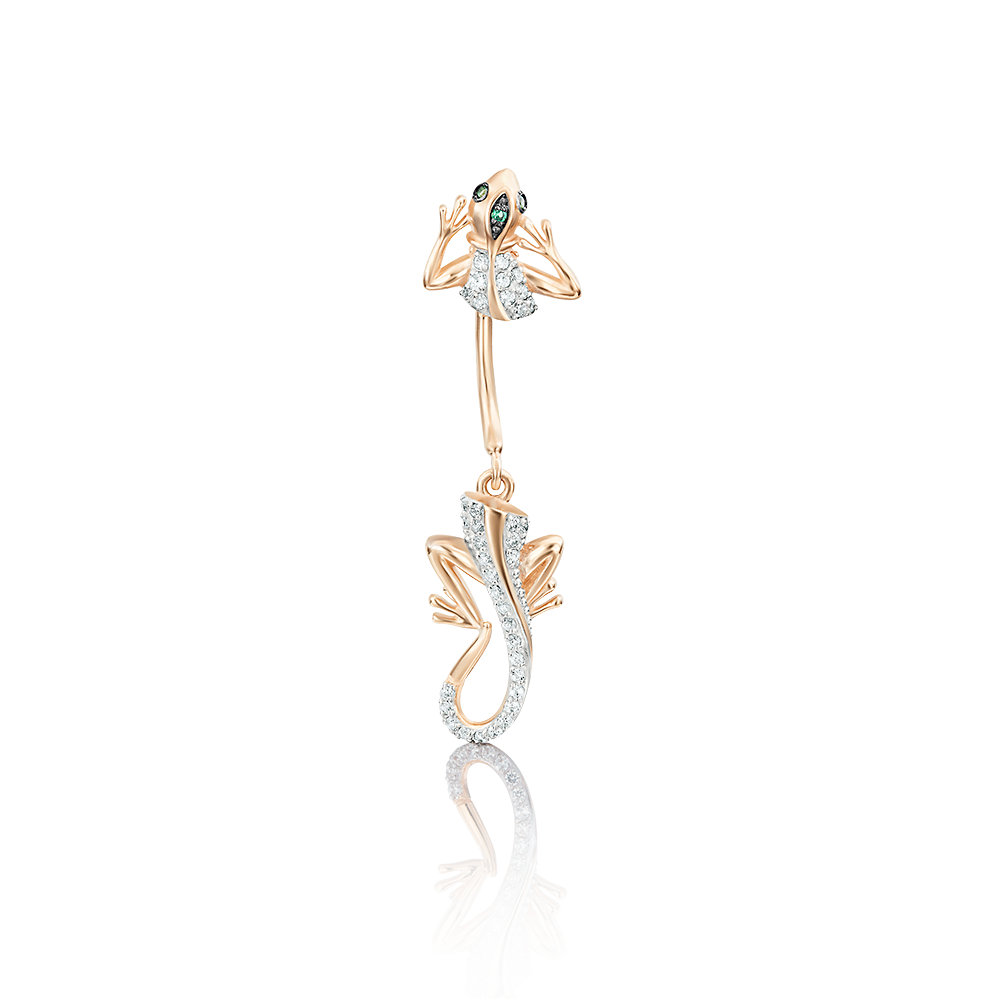 Пирсинг, красное золото, 585 проба, фианит