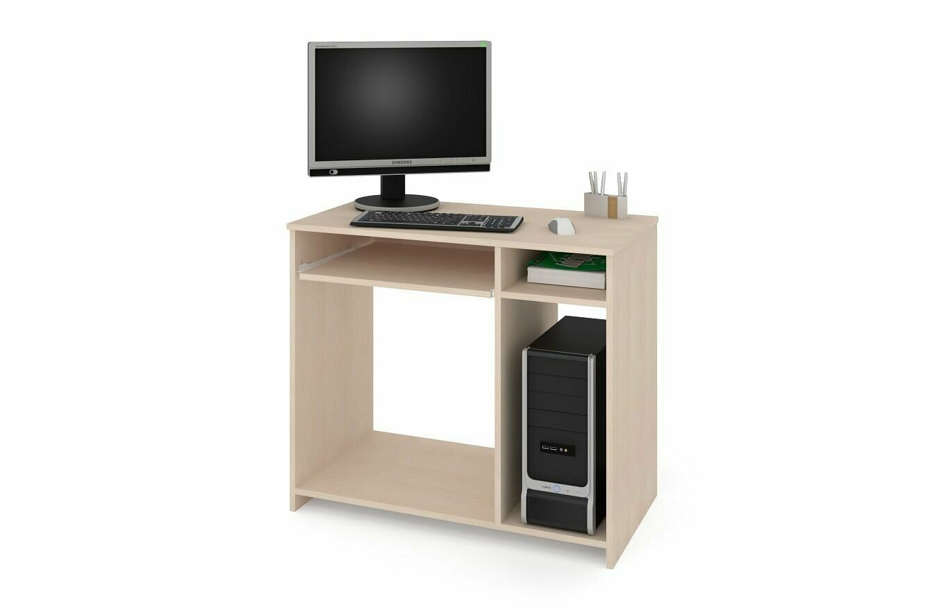 Стол компьютерный СПК-4 дуб млечный, место под системный блок справа