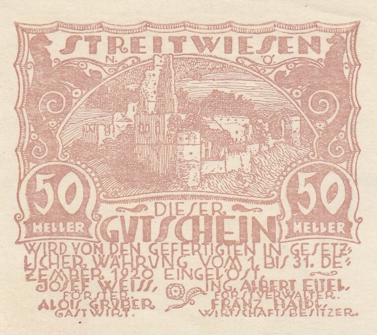 Австрия, Штрайтвисен 50 геллеров 1914-1920 гг.