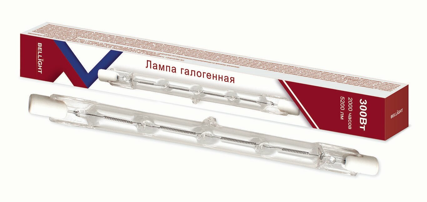 Галогенная лампа Bellight J118, 300Вт, 230В, колба трубка, 20 шт