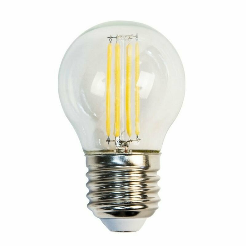 Лампа LED FILAMENT Е27 Шар 220v 6Вт 2700К D45*74мм Прозрачная колба 560Лм