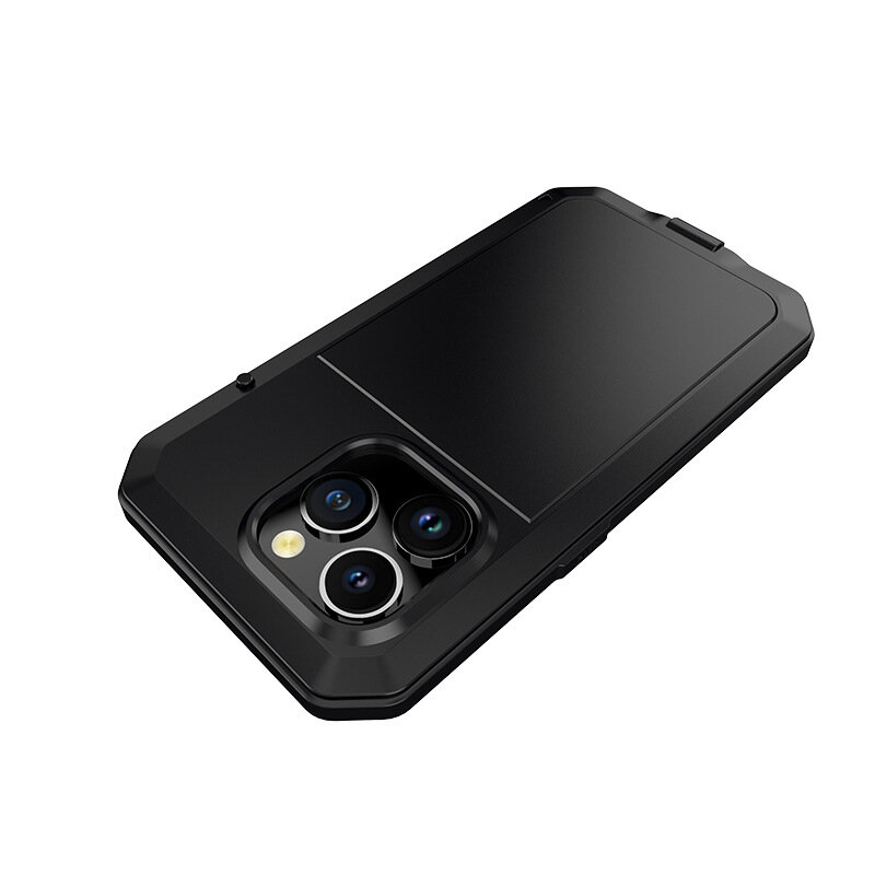 Чехол-бампер MyPads Goriila Glass для IPHONE 14 Pro MAX цельно-металлический со стеклом Gorilla Glass черный