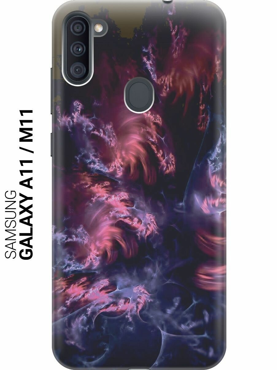 Силиконовый чехол на Samsung Galaxy A11, M11, Самсунг А11, М11 с принтом "Розово-фиолетовые молнии"