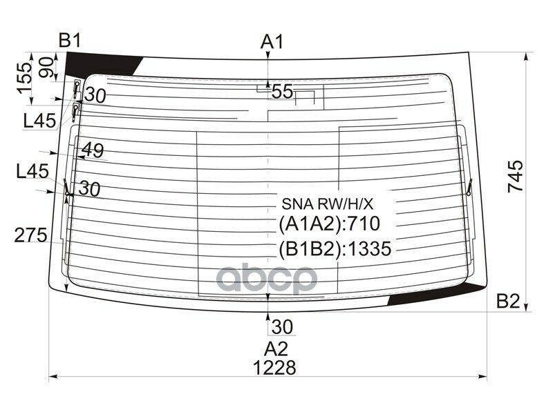 Стекло заднее (Цвет зеленый/ Обогрев/ Антенна/ 4D SED) Honda Civic 05-12 / Civic USA 05-08 XYG арт. SNA RW/H/X