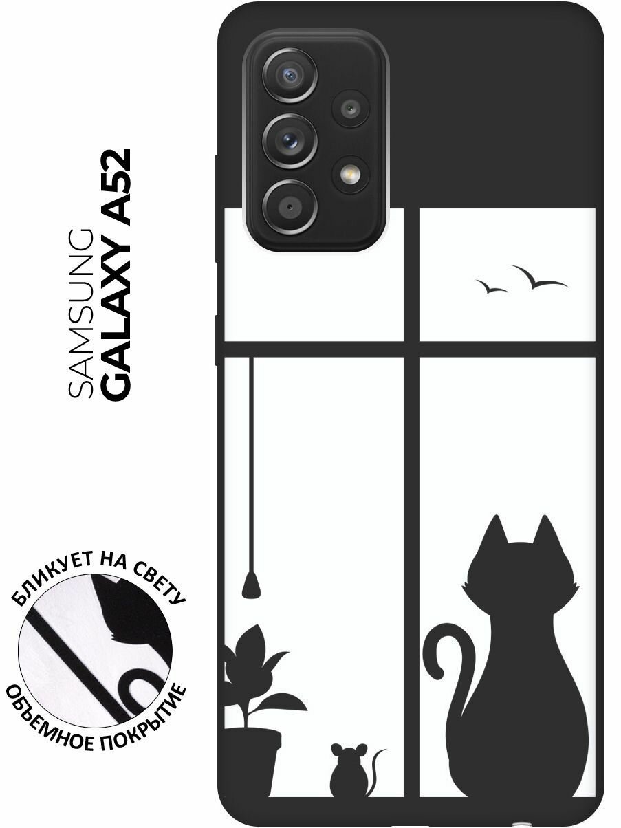 Чехол - накладка Soft Sense 3D для Samsung Galaxy A52 с принтом "Cat and Mouse" черный