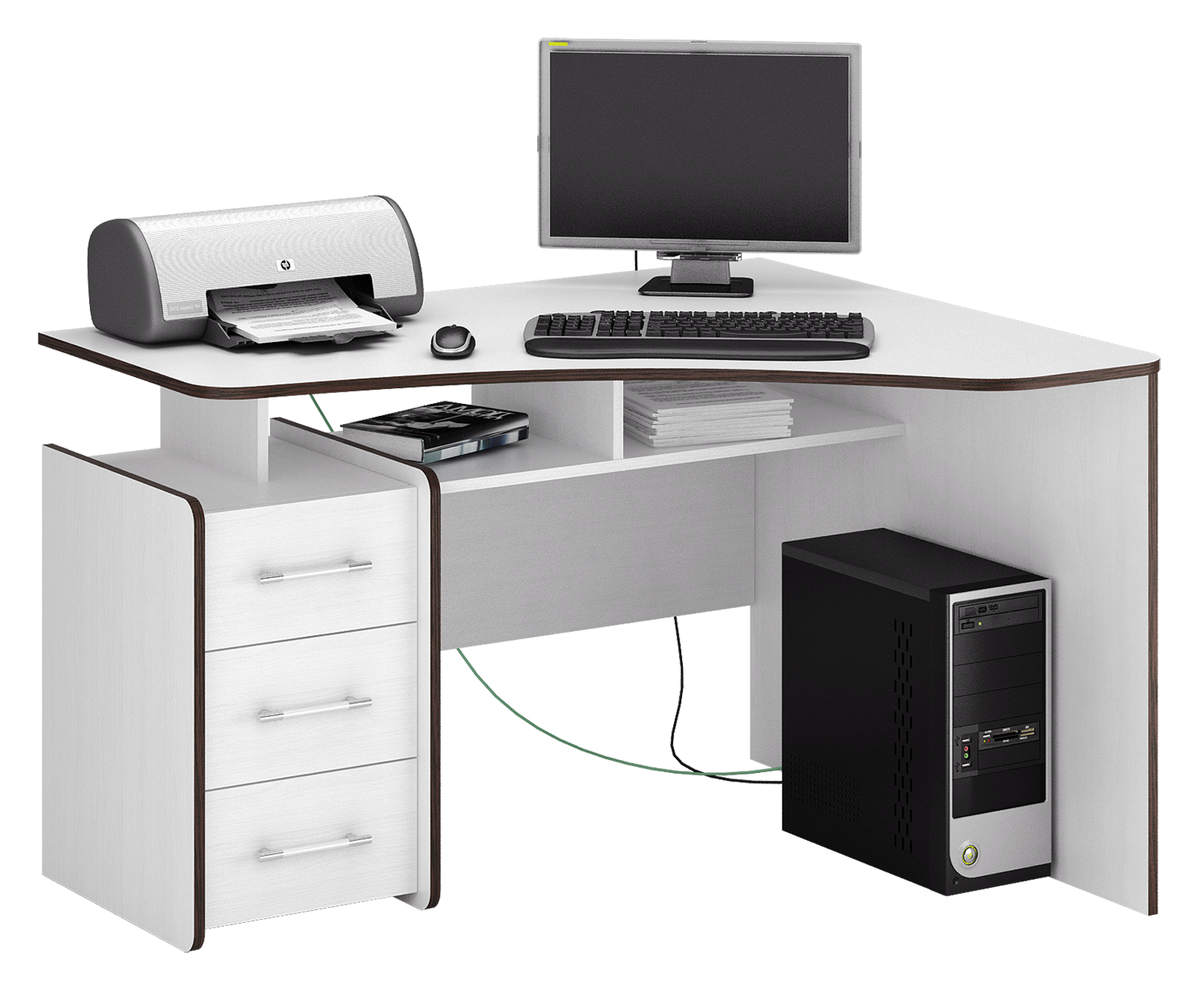 Компьютерный стол "Триан-5", ЛДСП, угловой, правый, с ящиком, 120x90x75 см