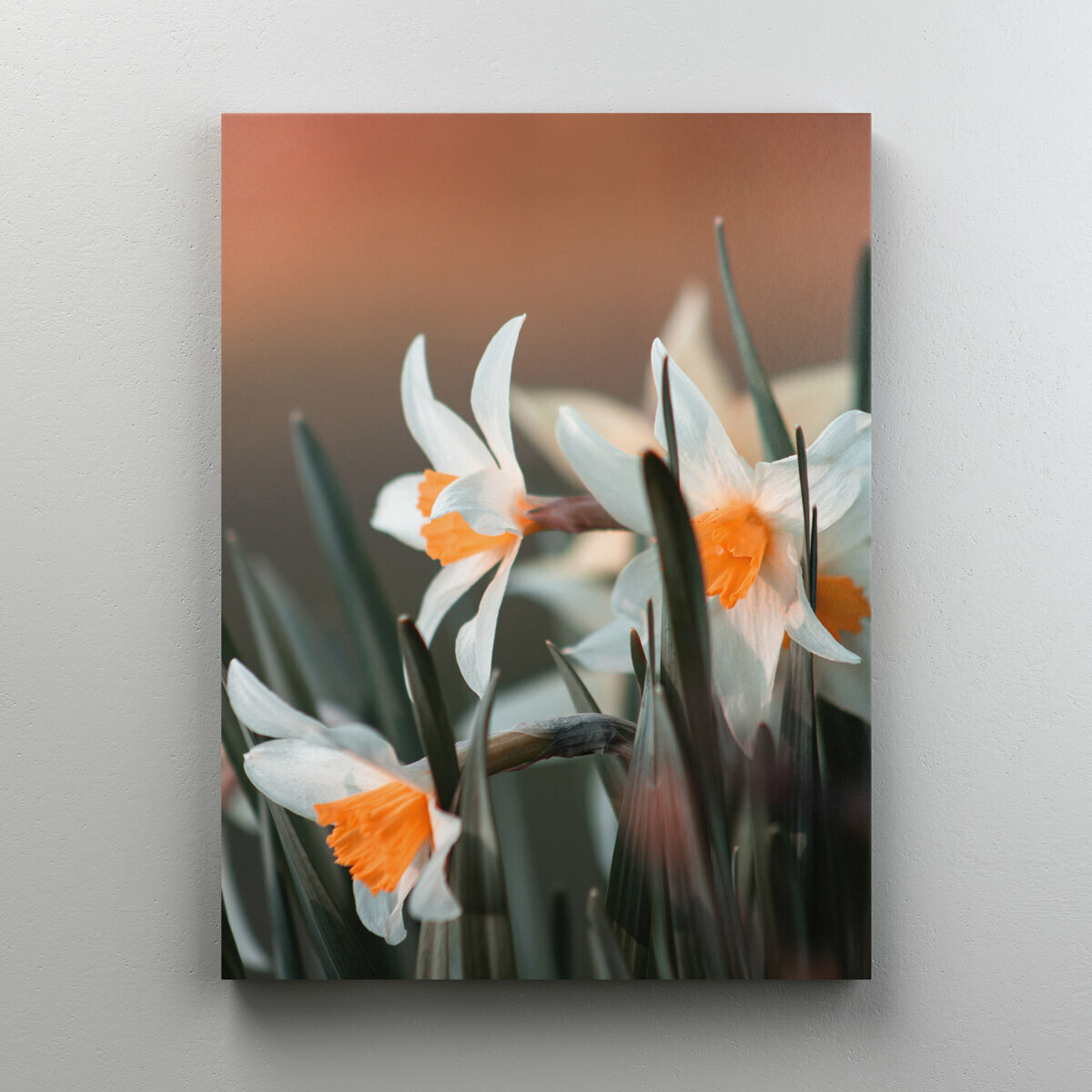 Интерьерная картина на холсте "Поляна с нарциссами" растения, размер 22x30 см