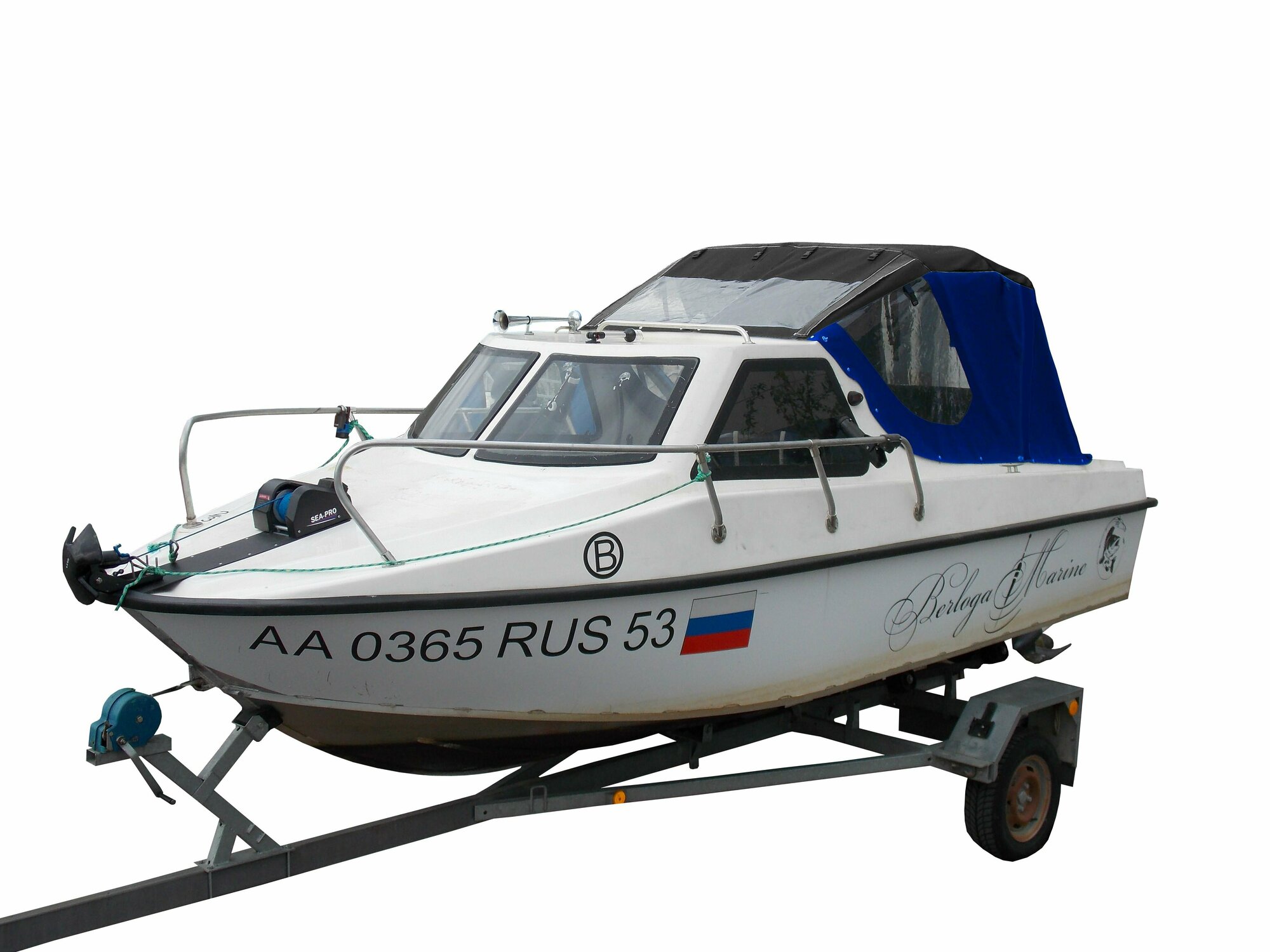 Fiberboat-515HT / Фибербот 515НТ. Тент ходовой с дугами с креплениями на штатное стекло