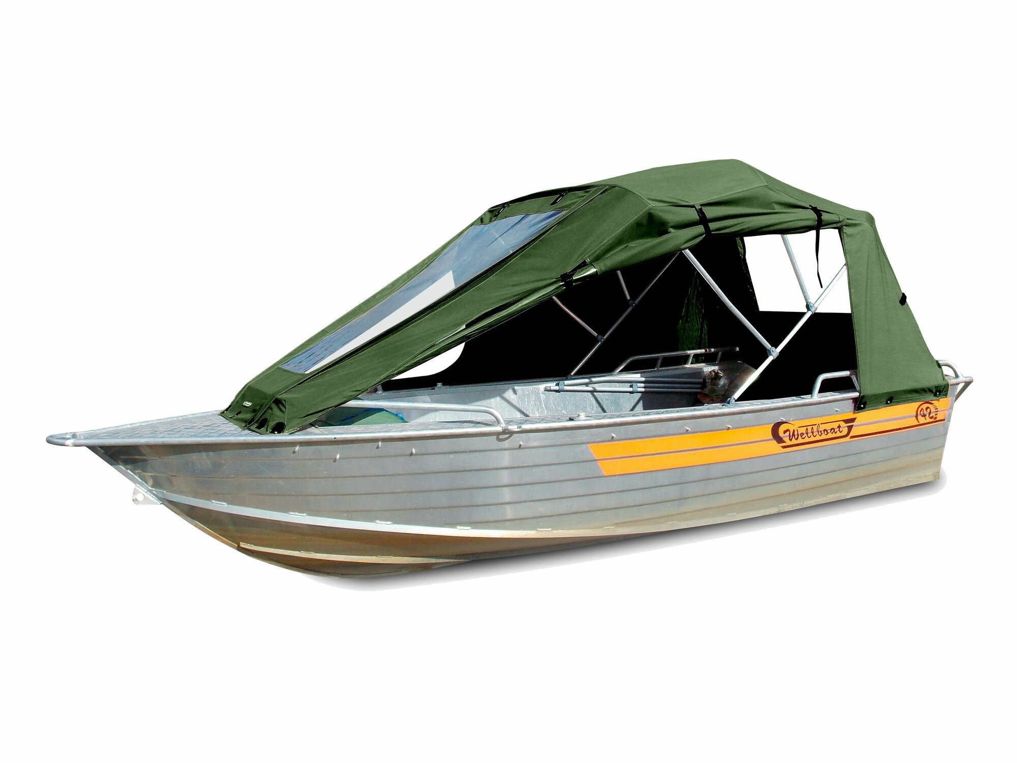 Wellboat-42. Вельбот-42. Тент ходовой с дугами с креплениями