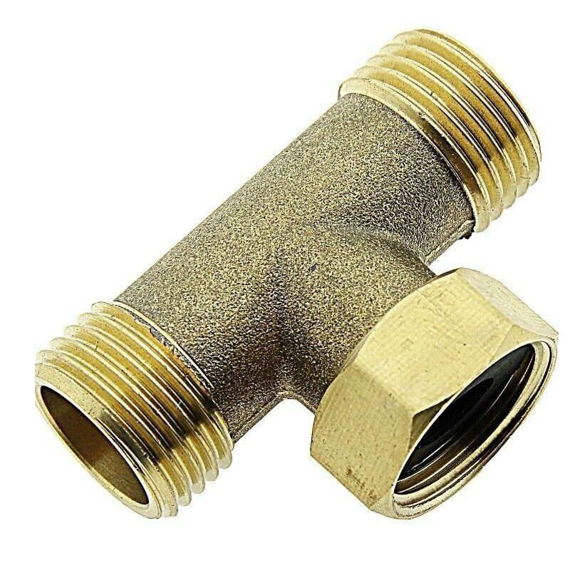Тройник латунный Sanway, с накидной гайкой, 1/2", длина 50мм