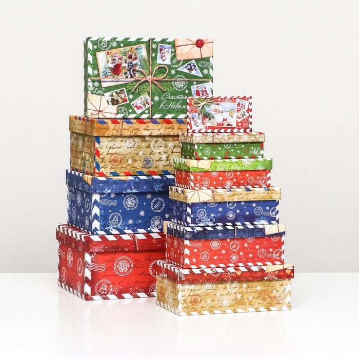 Набор коробок 10 в 1 «Почта от Деда Мороза», 30 × 19 × 11.5 - 12×6.5×4 см