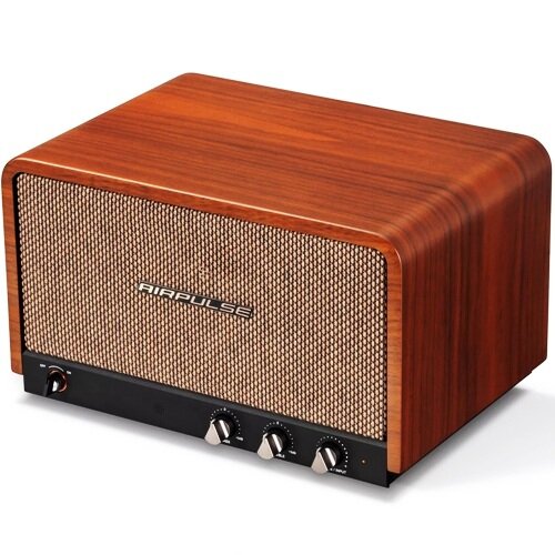 Колонка портативная Edifier Airpulse P100X Brown мощность 60 Вт, Bluetooth v5.0, 3 динамика, пульт, дерево