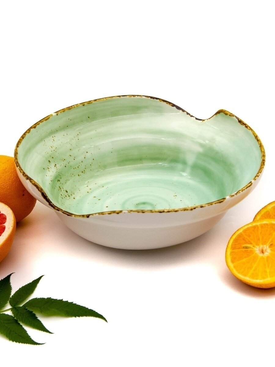 Фарфоровый салатник Organica green, 27,5 см. (тарелка большая для салата, фруктов)