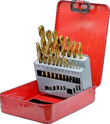 Набор сверл по металлу от 1-10 мм HSS-TiN 19 предметов титан STRONG СТС-021, СТС-021000119