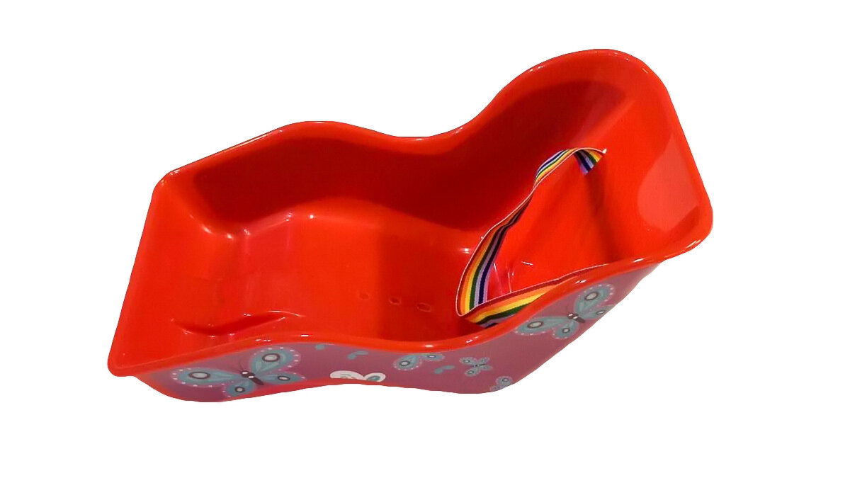 Кресло велосипедное для кукол детское, универсальное крепление на раму с ремешками, красное, дизайн бабочки