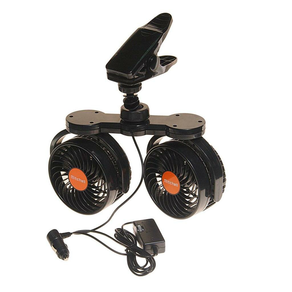 Вентилятор в салон 24V двойной на прищепке оранжевый MITCHELL