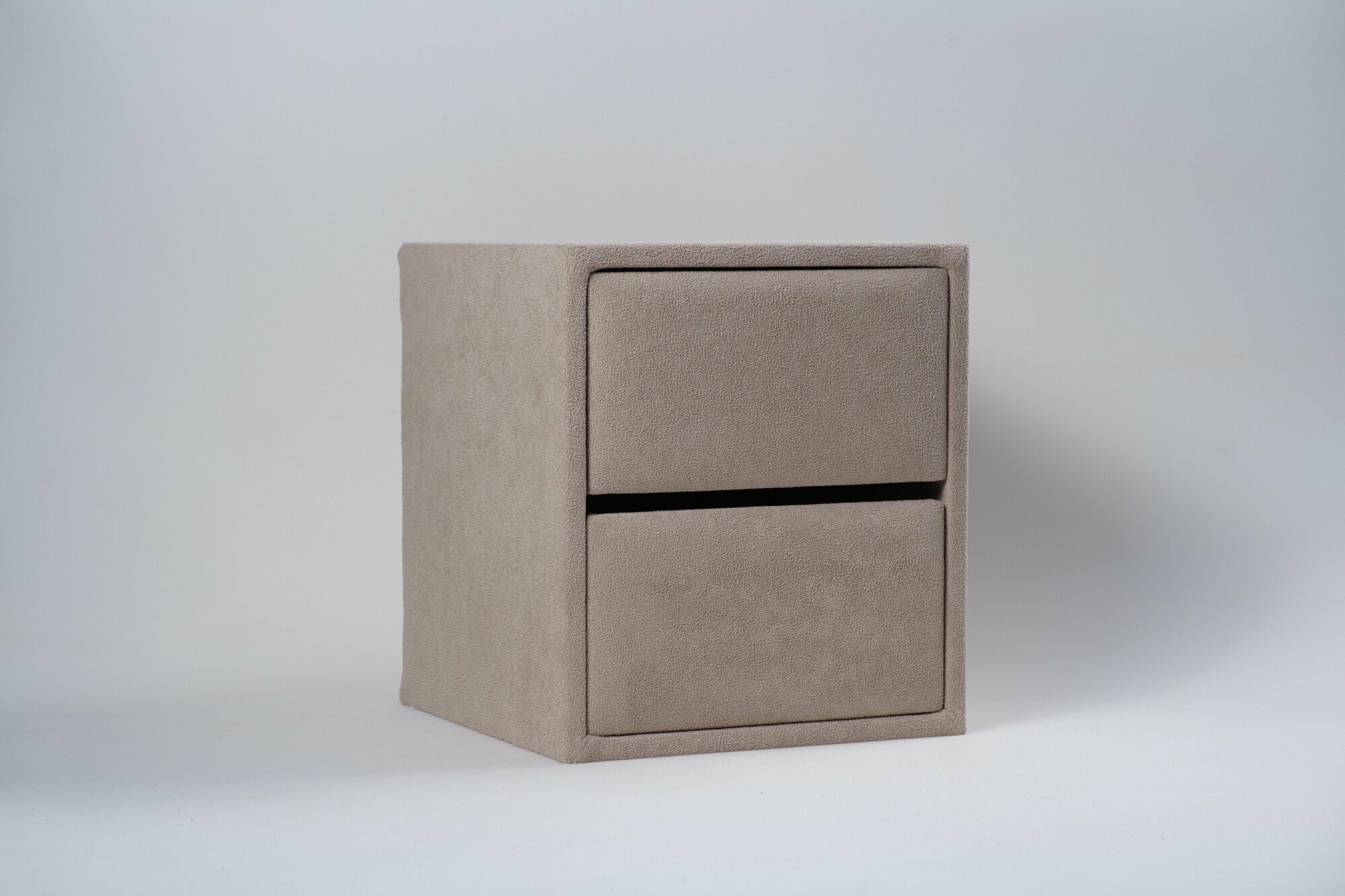 Тумба прикроватная VIERO, 2 выдвижных ящика, мягкая обивка, бежевая, 40 см х 45 см х 40 см