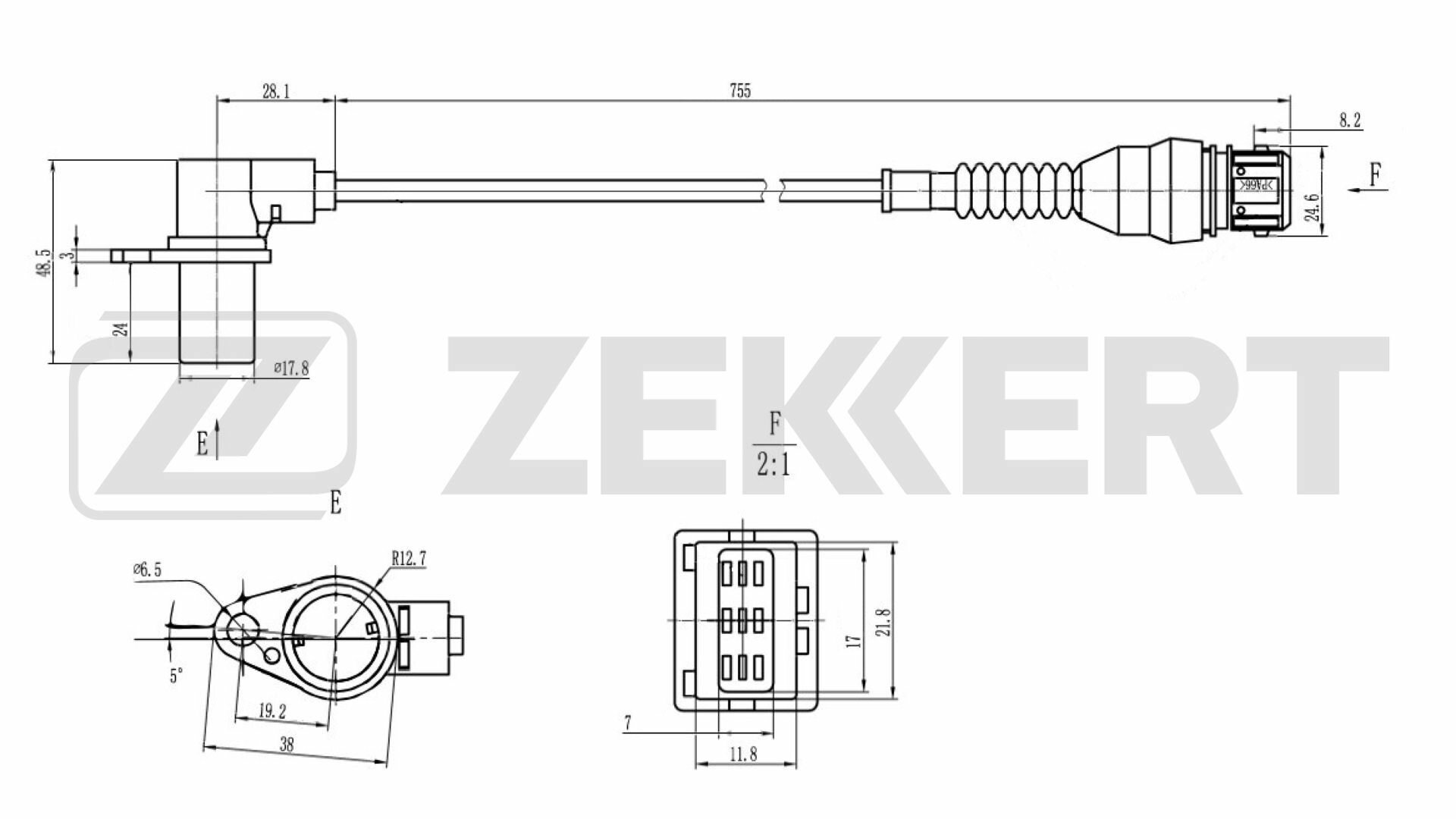 ZEKKERT se-4126 (12141703277) датчик положения коленвала BMW (БМВ) 3 (e36) 91- 5 (e39) 95- 7 (e38) 95- z3 (e36) 96-