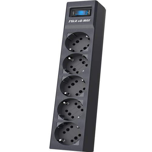 Сетевой фильтр Pilot sG-MAX 5 комбо-розеток GP 3.6кВт на 5 -10 вилок - 7 м чёрный