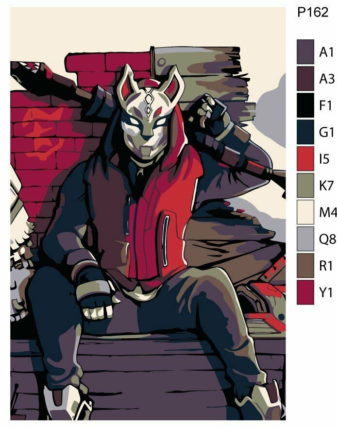 Детская картина по номерам P162 "Игра Fortnite (Фортнайт). Скин Ронин" 20x30