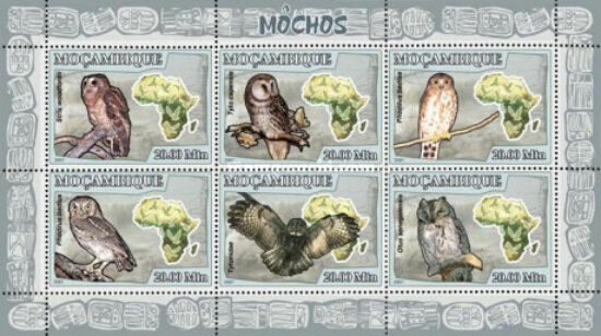 Почтовые марки Мозамбик 2007г. "Фауна - Совы" Совы, Птицы MNH