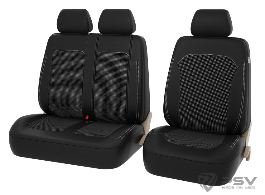 Чехлы PSV Talisman Next Transit передние экокожа/жаккард черно-белые L