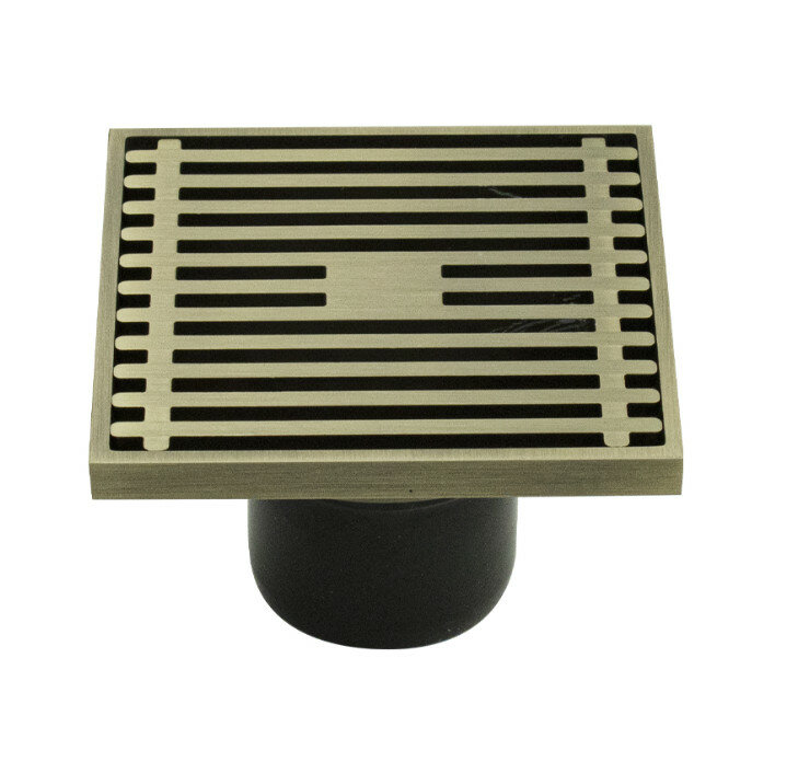 Душевой трап MAGNUS латунь бронза 100х100 выход 50мм вертикальный