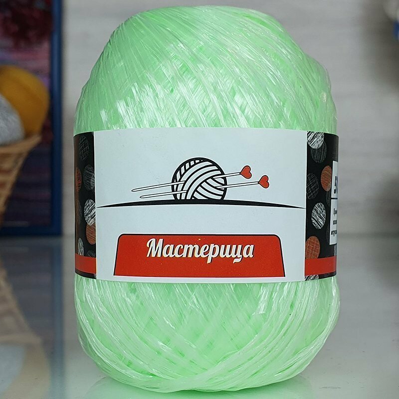 Пряжа для мочалок мастерица 37 салатовый (10 мотков)