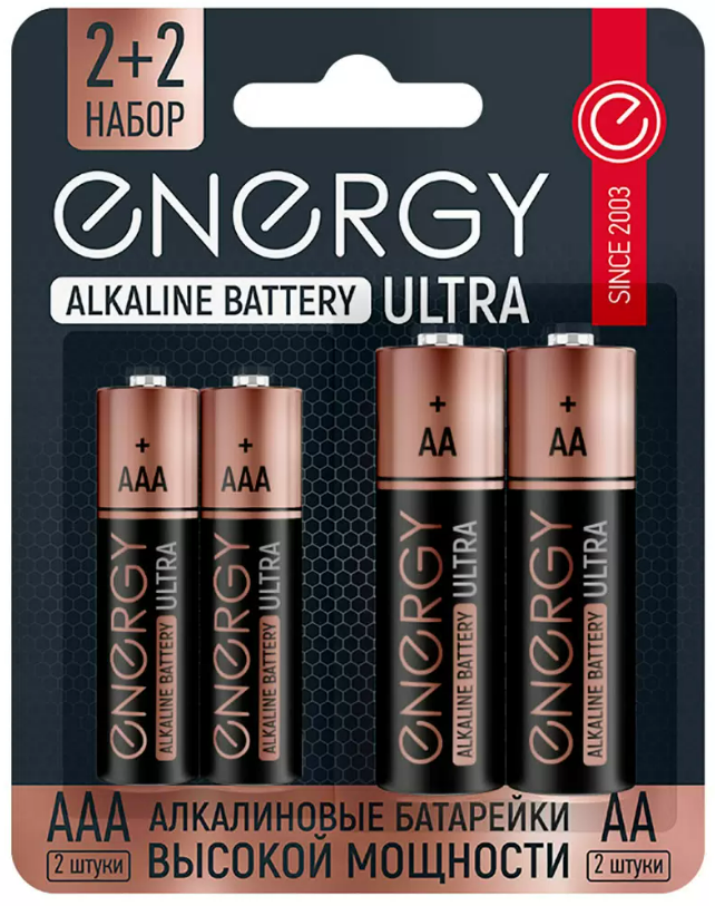 Батарейка Energy Ultra LR6 AA +LR03 AAA 104981, в упаковке: 4 шт.