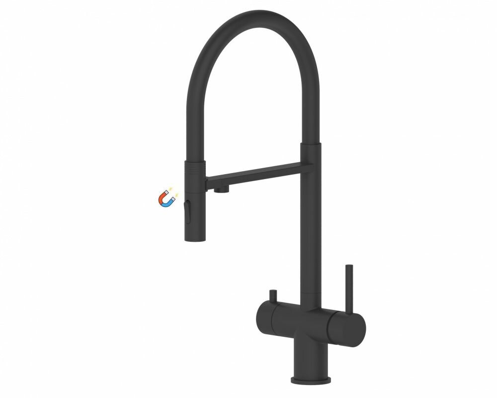 15019-C Смес. для кухни под фильтр, магнит. (Черный) ViEiR