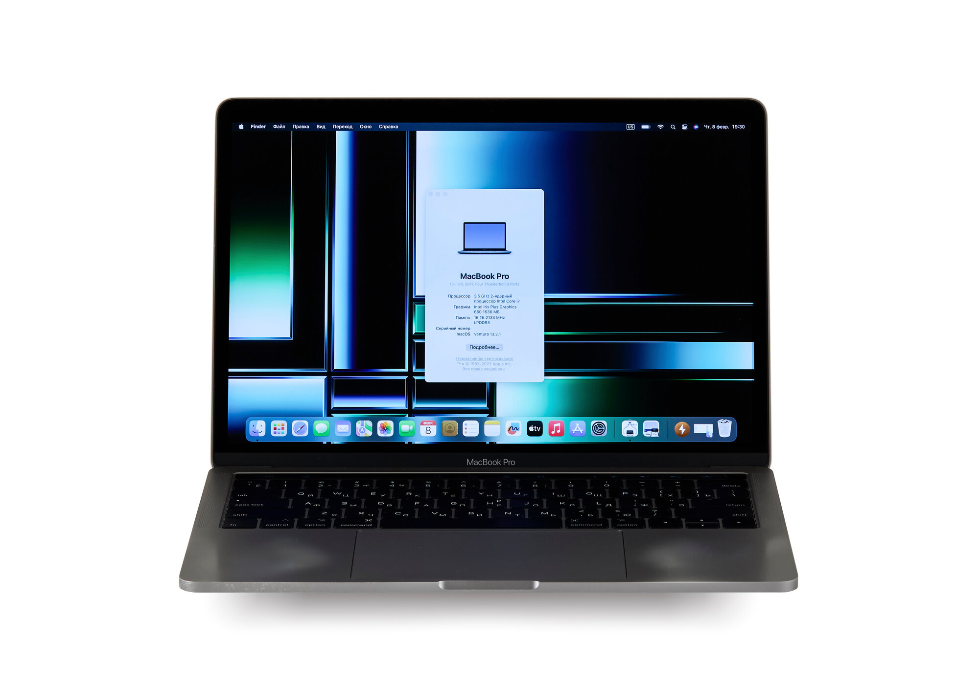 Ноутбук Apple Macbook Pro 13 2017 г Touch Bar A1706 (Производство 2018 г) Core i7 3.5Ггц 2 ядра / Оперативная память 16Гб / SSD 512Gb / Gray