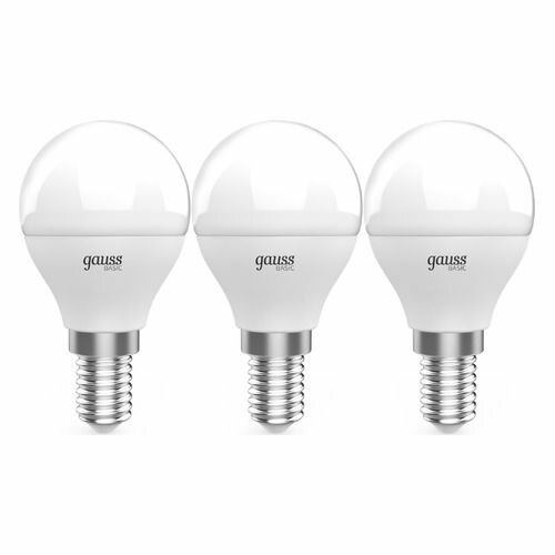 Упаковка ламп LED GAUSS E14, шар, 5.5Вт, 10531152T, 3 шт.