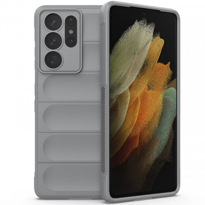 Flex Silicone Противоударный чехол для Samsung Galaxy S21 Ultra с защитой камеры и микрофиброй
