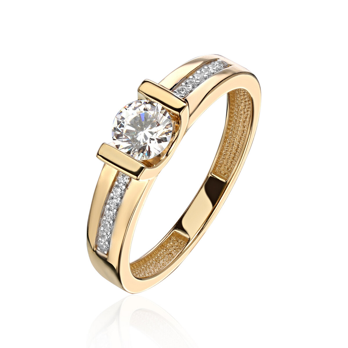 Кольцо, желтое золото, 585 проба, фианит