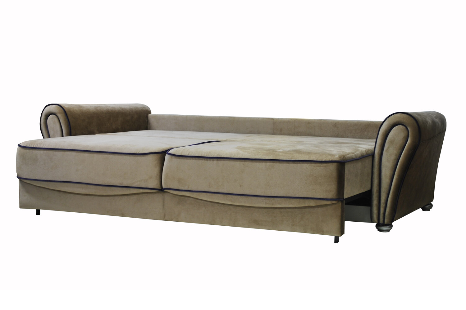 Прямой диван Марта Гранд Серый Велюр, пантограф (тик-так), 255х107х105 см, с ящиком для белья