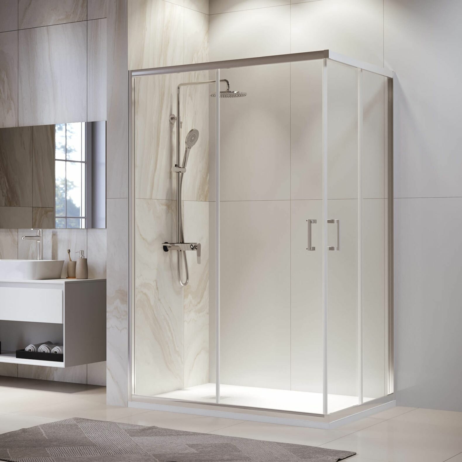 Душевой уголок RGW (РГВ) Passage 80x120x195 см PA-246 прямоугольный, хром цвет, прозрачное стекло 6 мм, EasyClean (030824682-11)