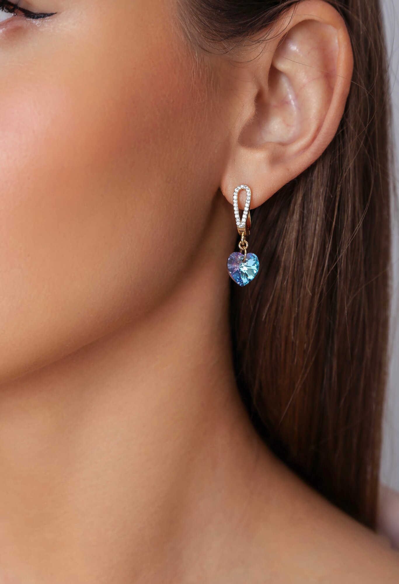 Серьги с подвесками, фианит, кристалл