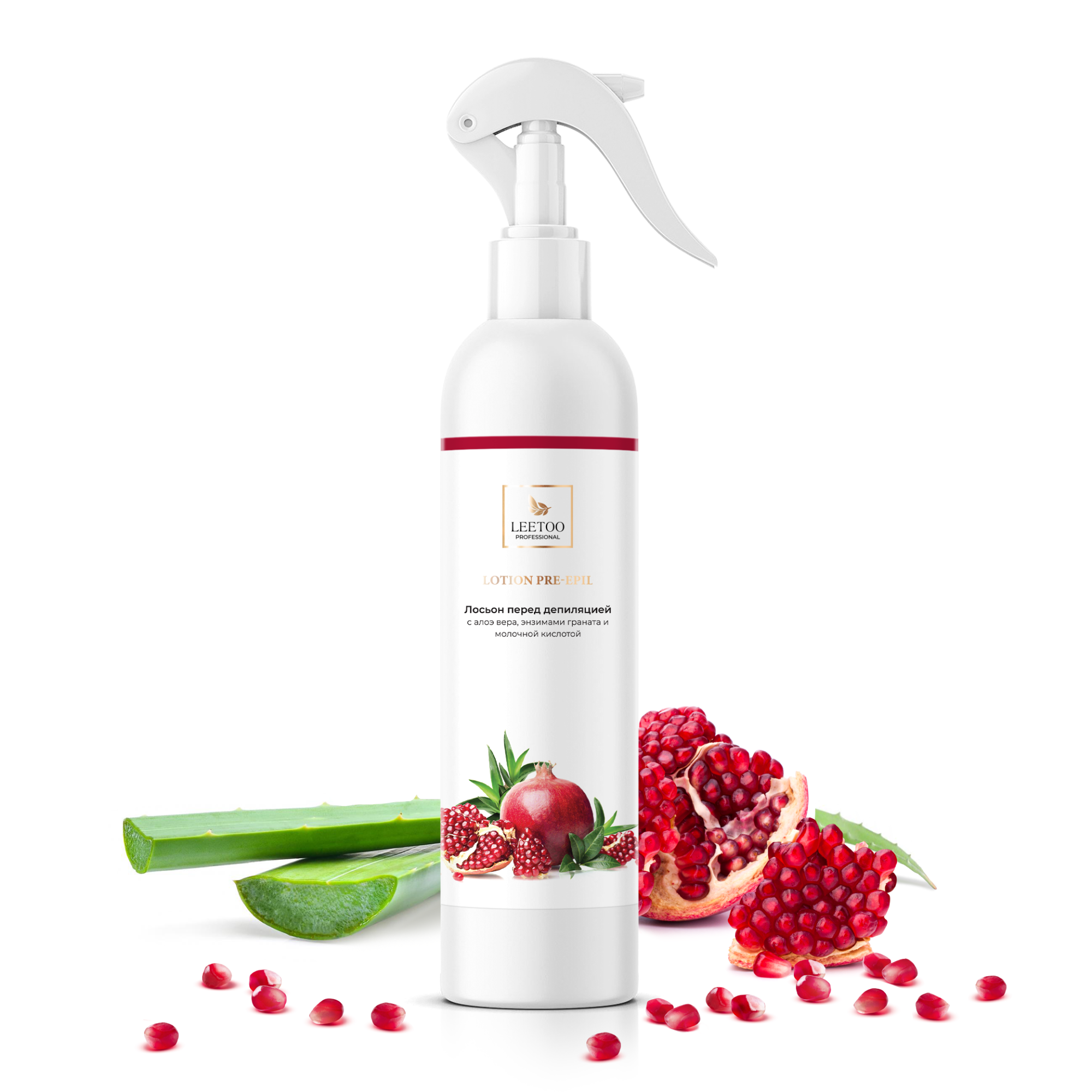 LEETOO Лосьон перед депиляцией с алоэ вера, энзимами граната и молочной кислотой, 400 мл