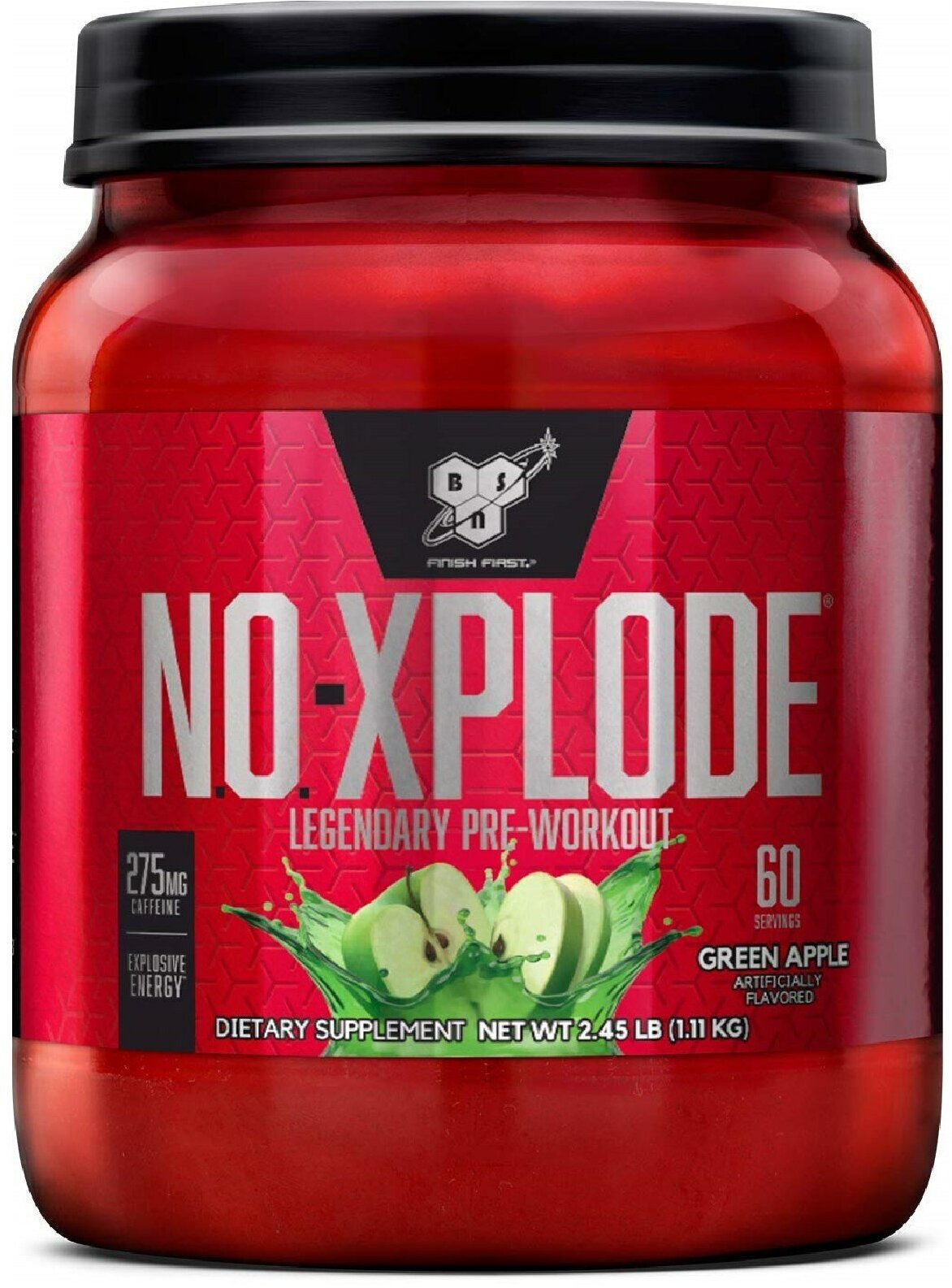 Предтренировочный комплекс BSN N. O.-Xplode зеленое яблоко 1110 г банка.