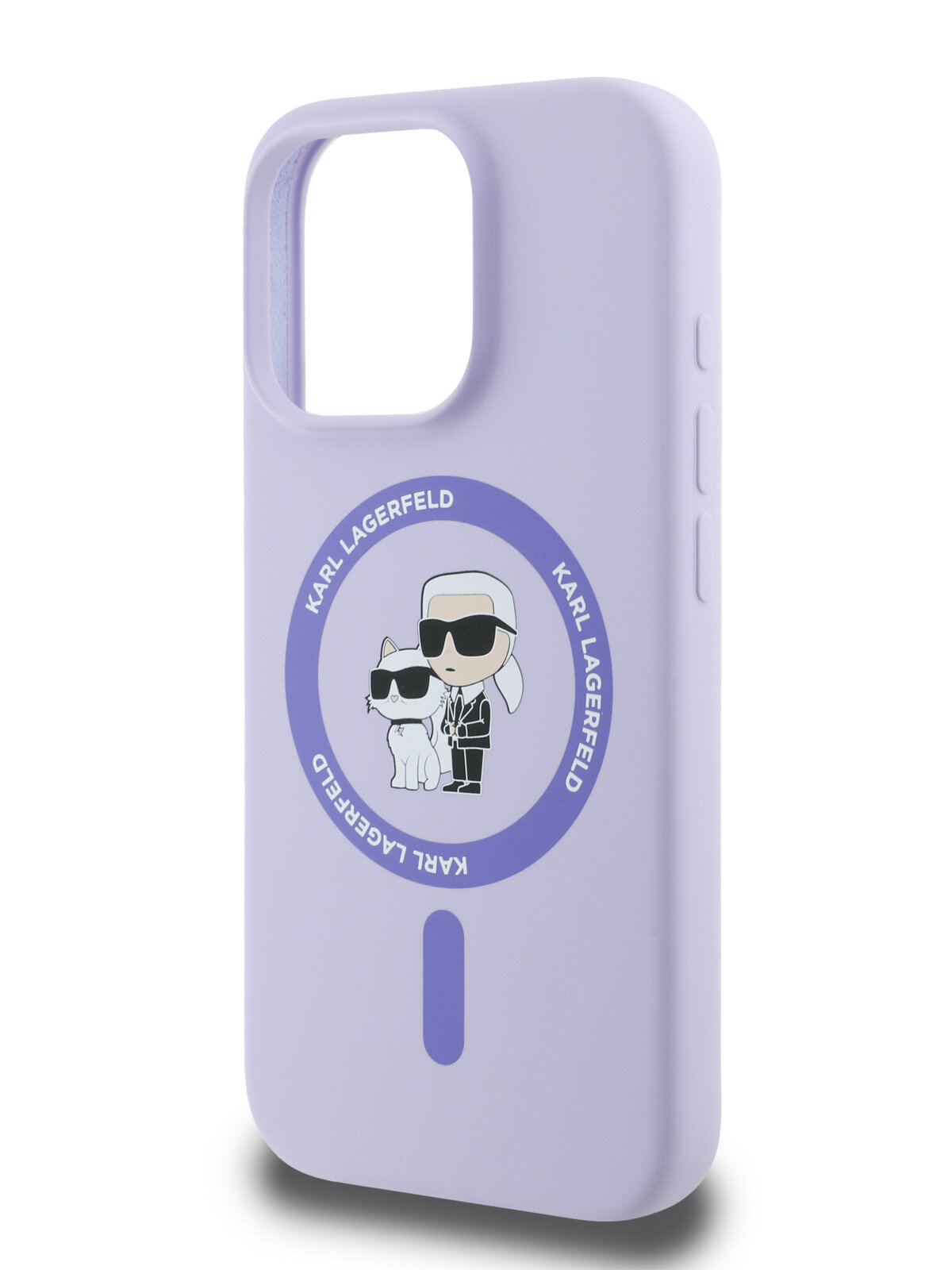Lagerfeld для iPhone 16 Pro чехол Liquid Silicone NFT Karl & Choupette Hard Purple (MagSafe)
