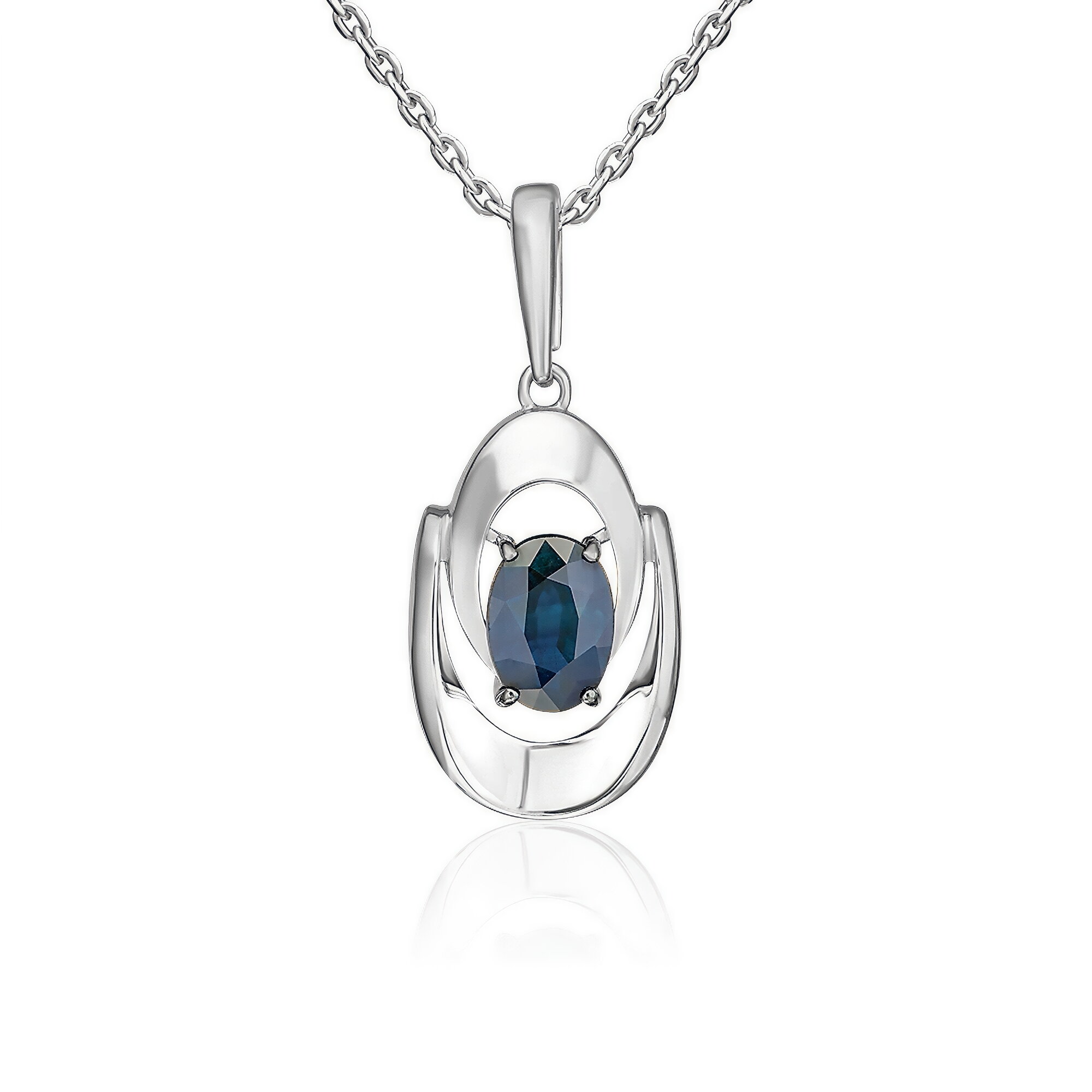 Подвеска, белое золото, 585 проба, сапфир