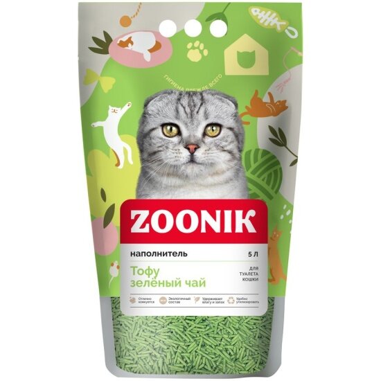Наполнитель для кошачьих туалетов Zoonik , Тофу 5л