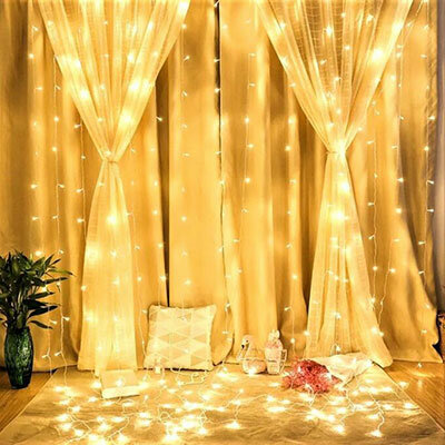 Светодиодная гирлянда на шторы (200х200 см) теплый жёлтый свет
