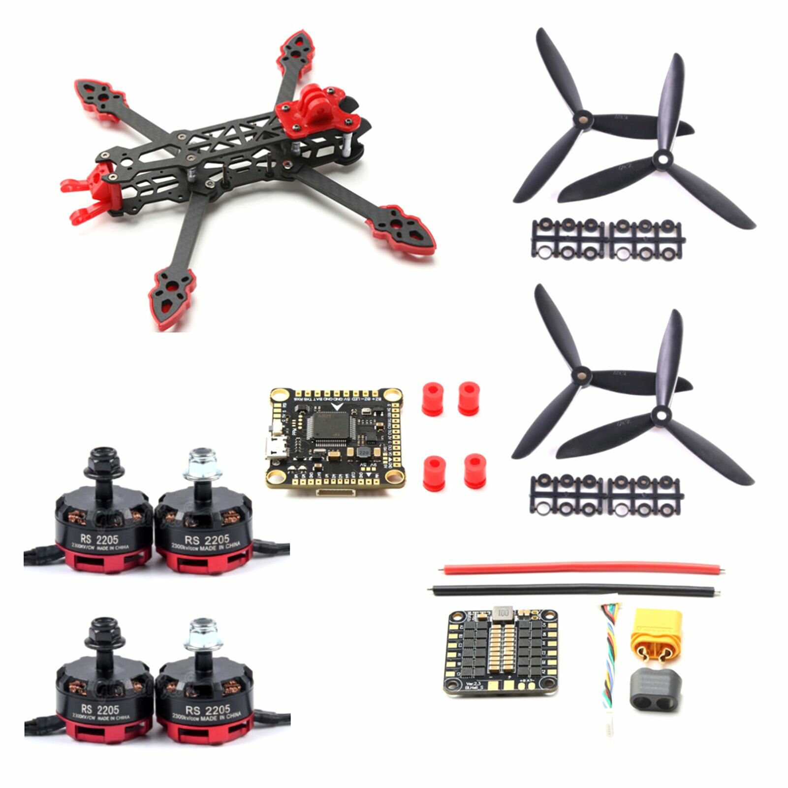 Mark4 5-дюймовые комплекты рам из углеродного волокна FPV 4 шт. 2205 Двигатель -hz