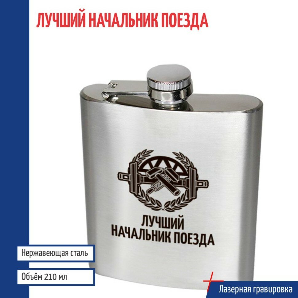 Подарки Фляжка "Лучший начальник поезда" (210 мл)