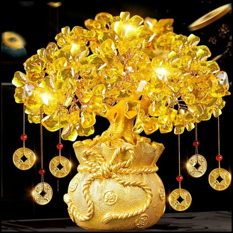 Денежное дерево из смолы 18 см для привлечения богатства и удачи в дом и офис по фэн-шуй