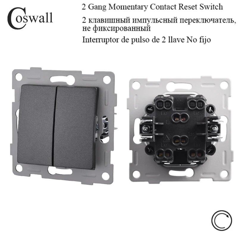 COSWALL H Series Пластиковая панель черный розетка с USB 2 gang reset