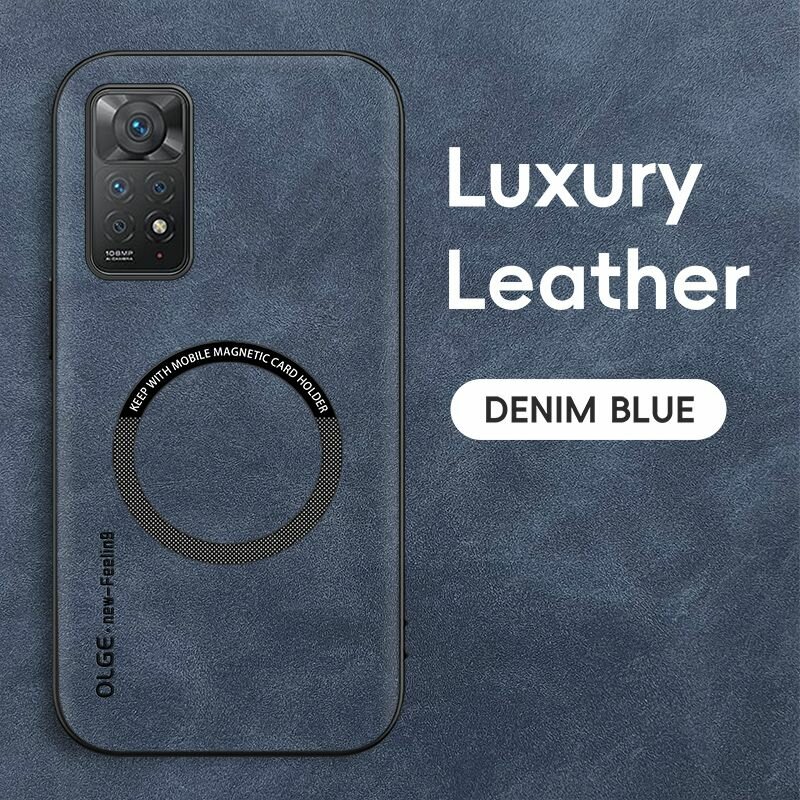 Роскошная кожа MagSafe чехол Для Xiaomi Redmi Note 11 Pro/11 Pro 5G/11E Pro/ Redmi Note 12 Pro 4G / Сяоми Редми Нот 11 Про кожаный