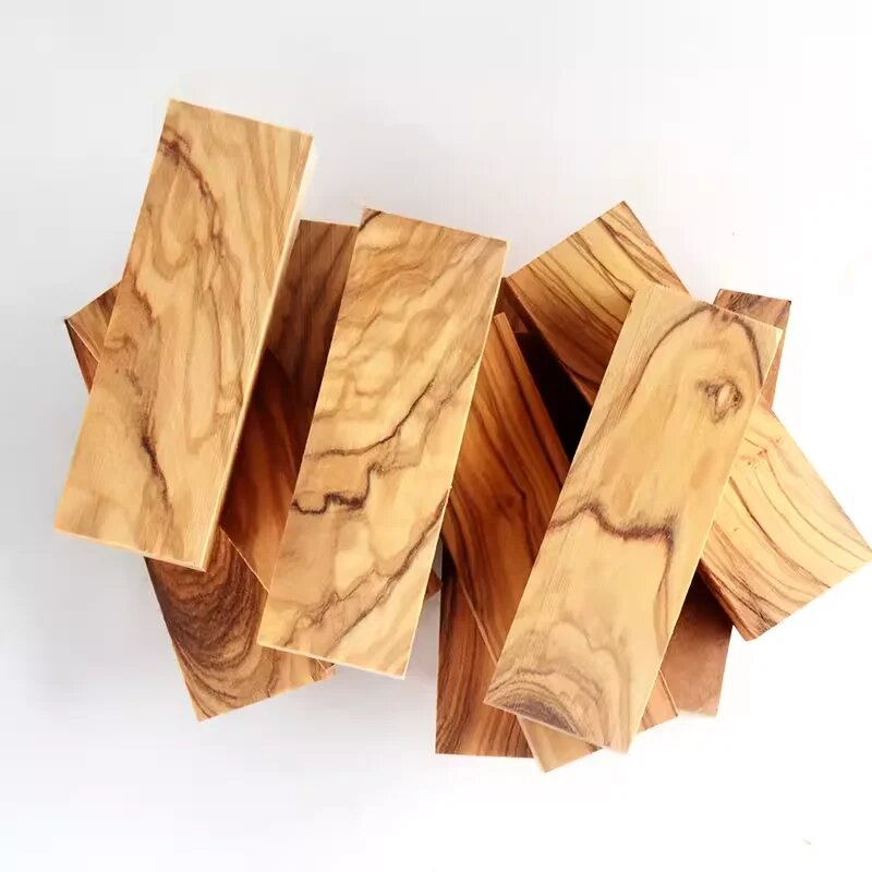 Деревянные бруски из оливкового дерева для рукояток ножей 1pc 128X32X27MM