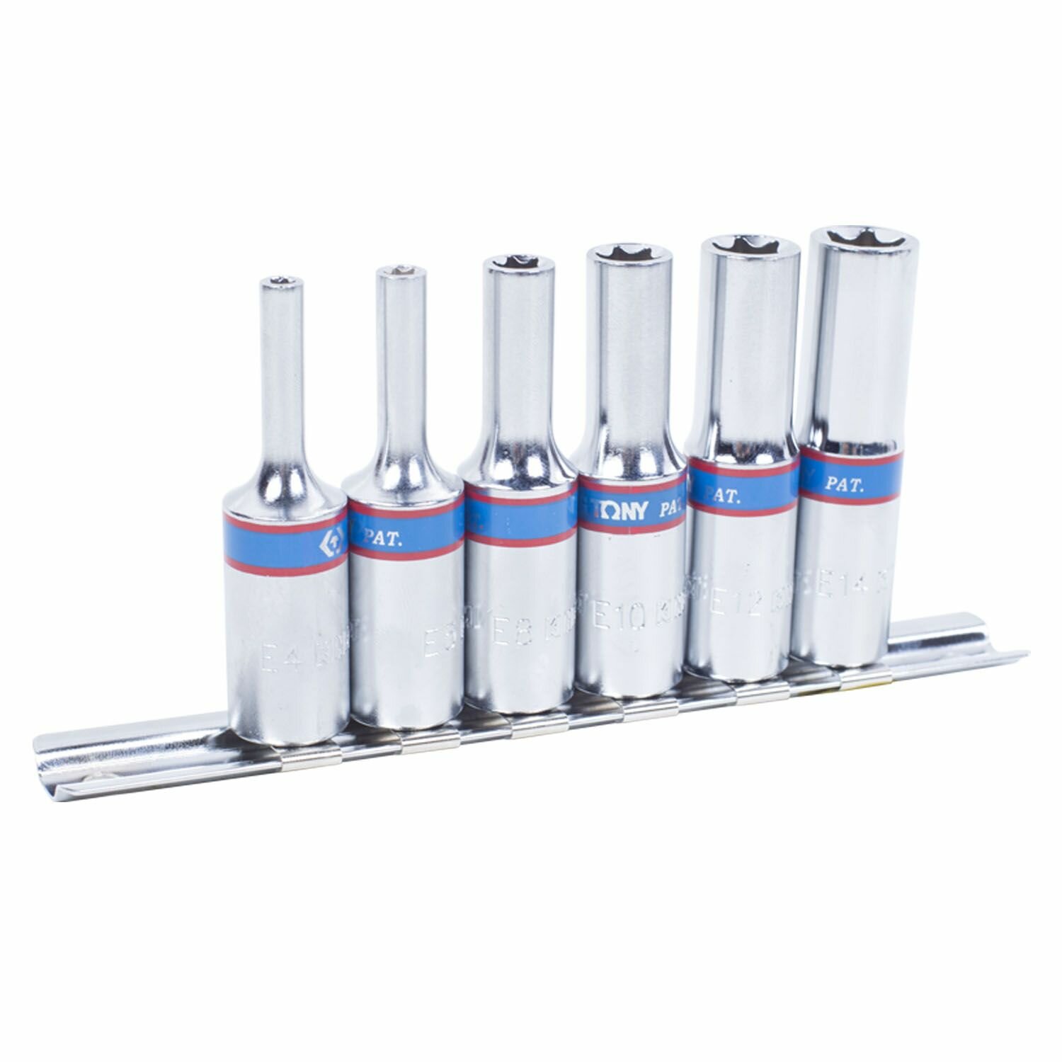 KING TONY Набор глубоких торцевых головок 3/8", TORX Е-стандарт, E4-E14, 6 предметов 3116PR